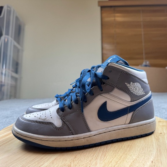 Jordan | Shoes | Nike Air Jordan Mid True Blue Cement Grey White Mens 8 ...